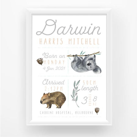 Personalised Baby Wall Art | Personalised Birth Details | Bespoke Baby ...