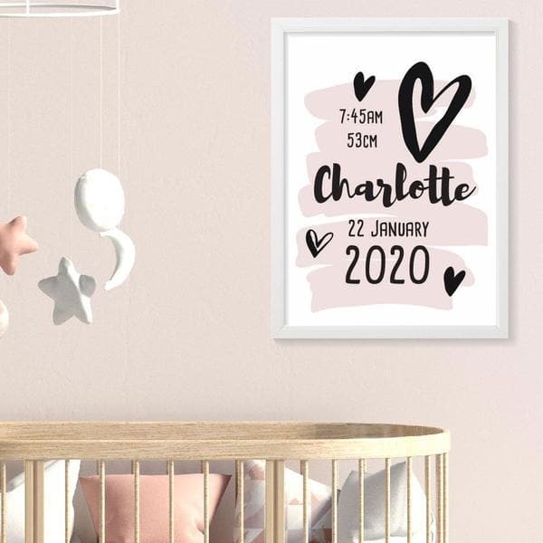 Love Heart Baby Birth Print | Personalised Baby Gifts & Kids Wall Art ...
